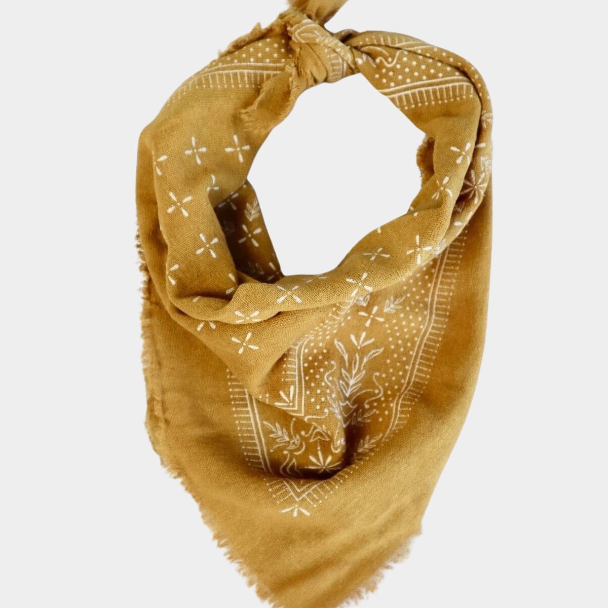 Raw Silk Bandana, Desert Gold x White Ink | YUCCA