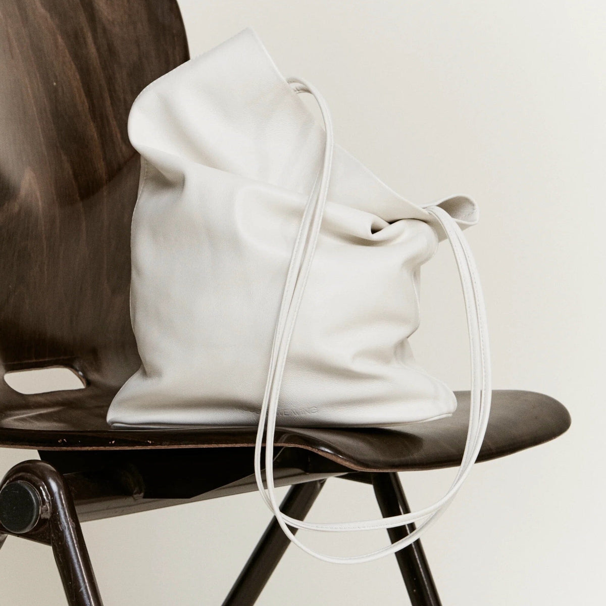 Modern Weaving | Slim Elongated Tote In Creme - SHOP YUCCA