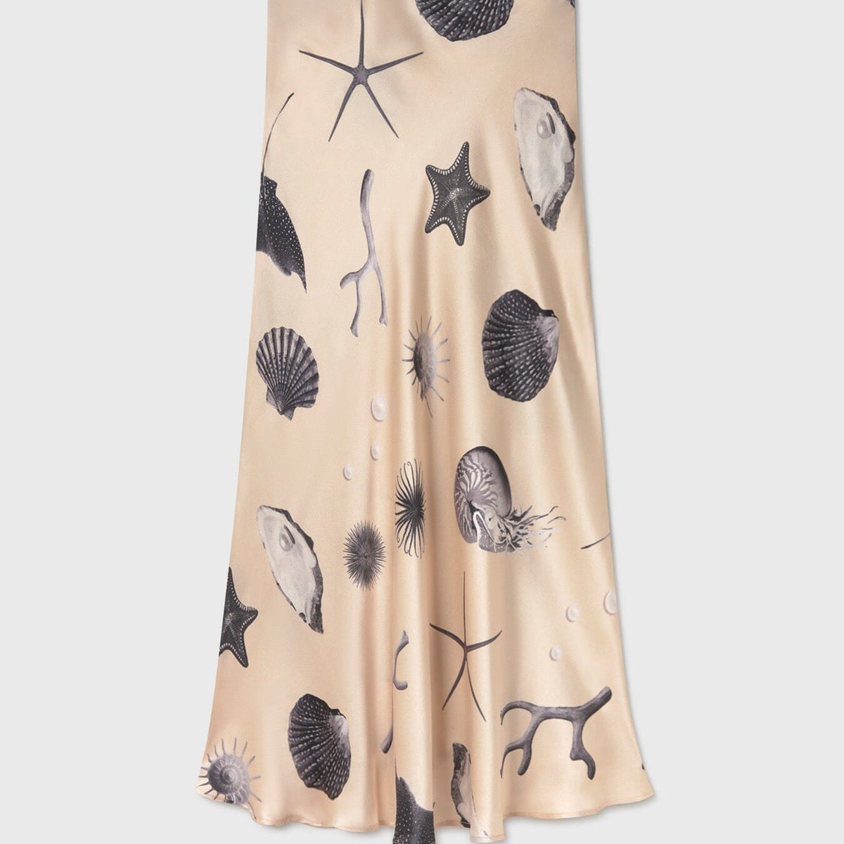 Silk Laundry | Long Bias Cut Skirt In Seashells - SHOP YUCCA